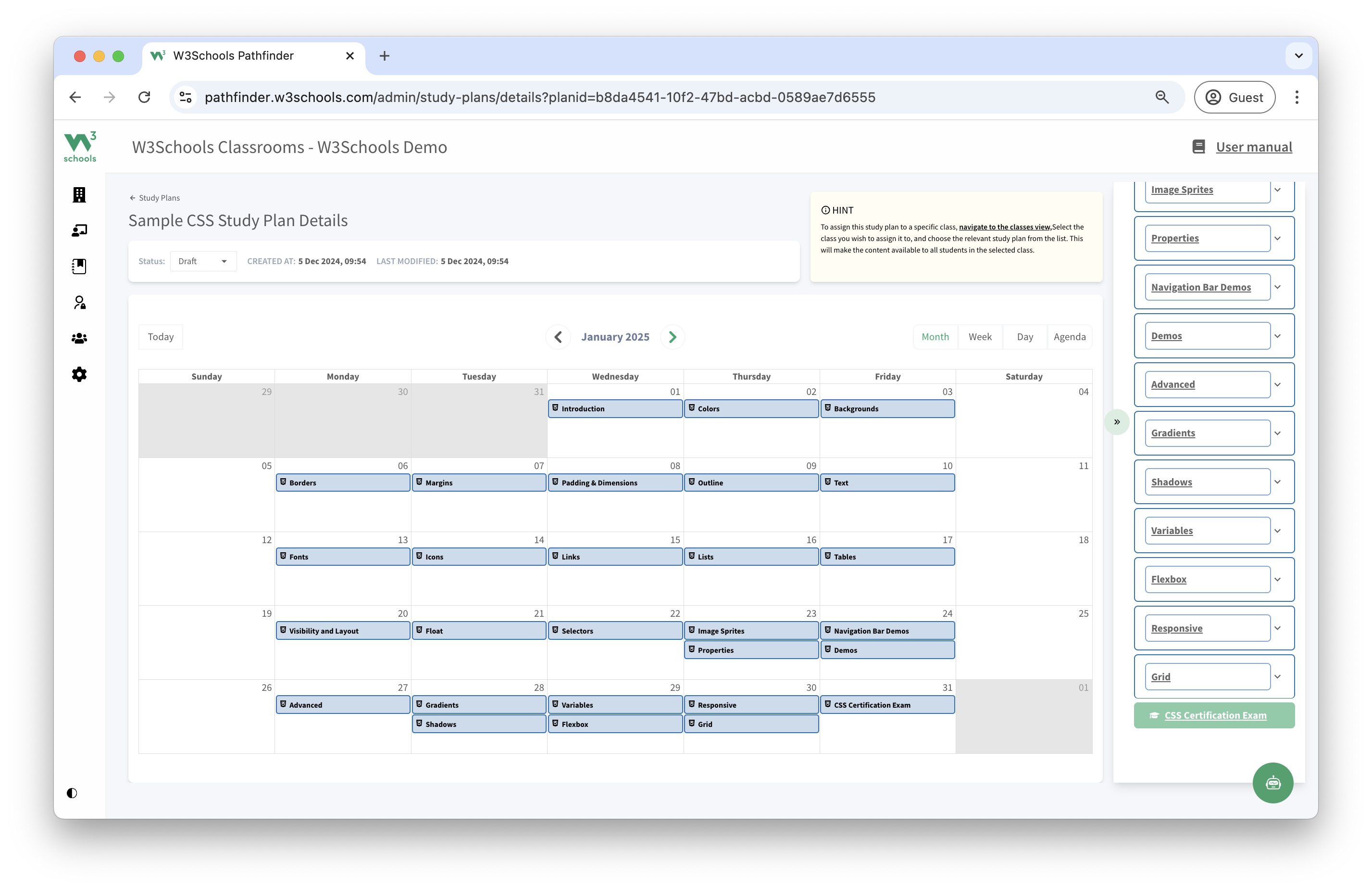 CSS Study Plan (Lesson Plan)